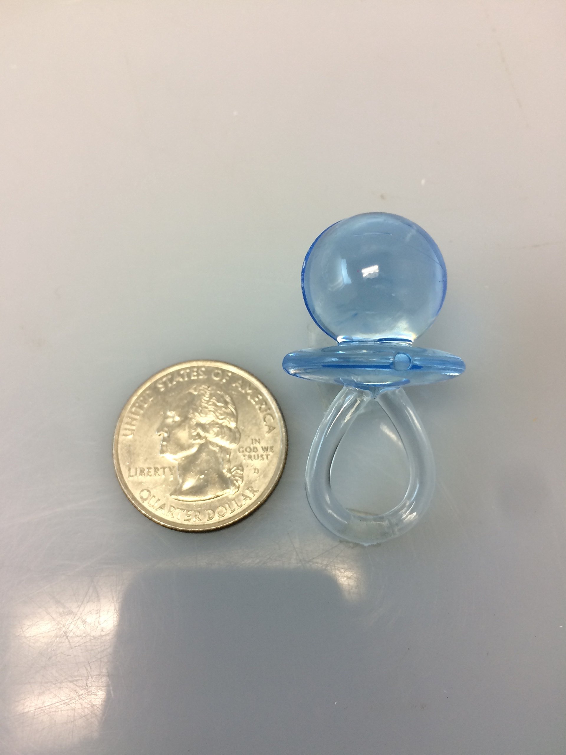 LA Crafts 1”, 2”, and 2.75” Inch Plastic Baby Pacifiers in Clear, Lt. Pink, Lt. Blue, and Yellow for Party Favors, Decorations, or Necklaces (Lt. Blue, 2" inches - 72 pcs)