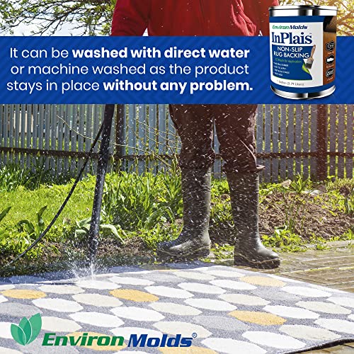 InPlais Non-Slip Area Rug Backing 1-Gallon (3.7854 Liters) Fabric & Floor Safe Latex Layer | Easy, Paint-On Application Liquid | Kitchen, Bathroom, Hallway, Living Room | Dries Quickly