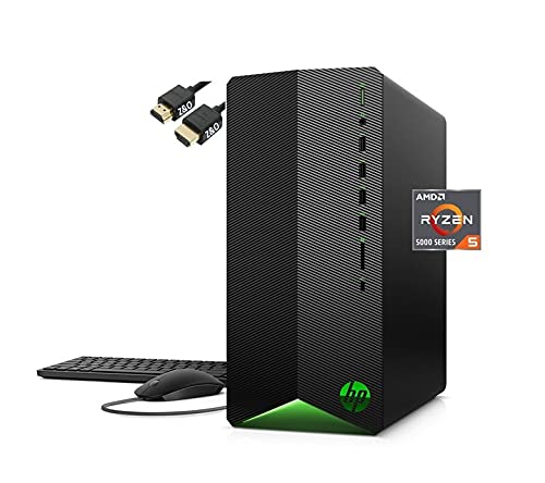 HP 2021 Newest Pavilion Gaming Desktop Computer, AMD 6-Core Ryzen 5 5600G Processor (Up to 4.4 GHz), AMD Radeon RX 5500, 16GB RAM, 512GB PCIe NVMe SSD, Mouse and Keyboard, Win 10 Home + HDMI Cable