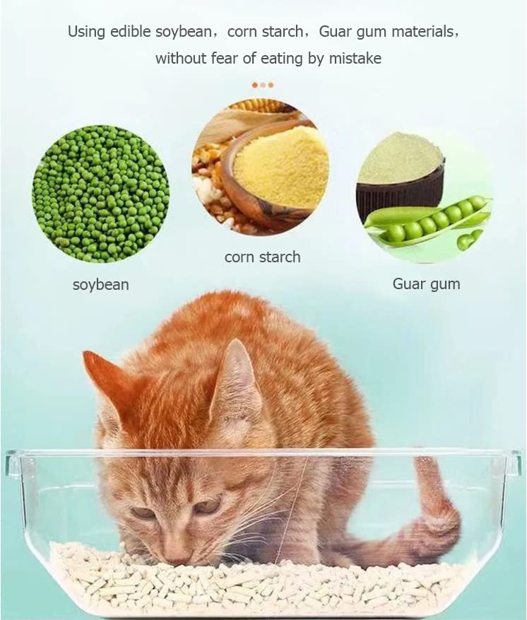 Edible Cat Litter Water Soluble Cat Litter - Tofu Cat Litter,Low Dust Litter, 100% Edible Soybean and Corn Materials,2mm Diameter ,Fast Agglomeration - 5 Lb (Green Tea)