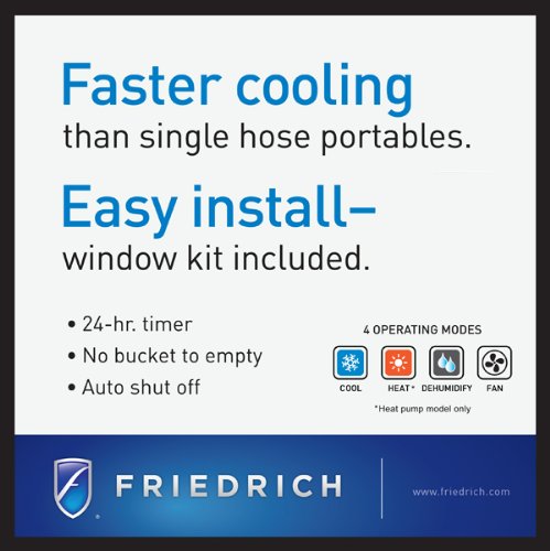 Friedrich ZoneAire PH14B Portable 4-In-One Air Conditioner/Heater/Dehumidifier/Fan with Reverse Cycle Heat Pump | 13,500 BTU, 115 Volt