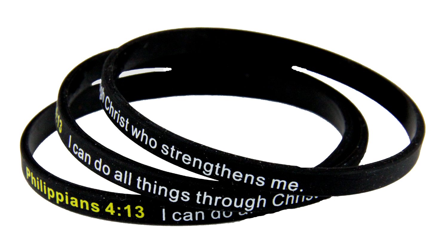 8130003 Set of 3 Philippians 4:13 Thin Silicone Bracelet Band I Can Do All Things