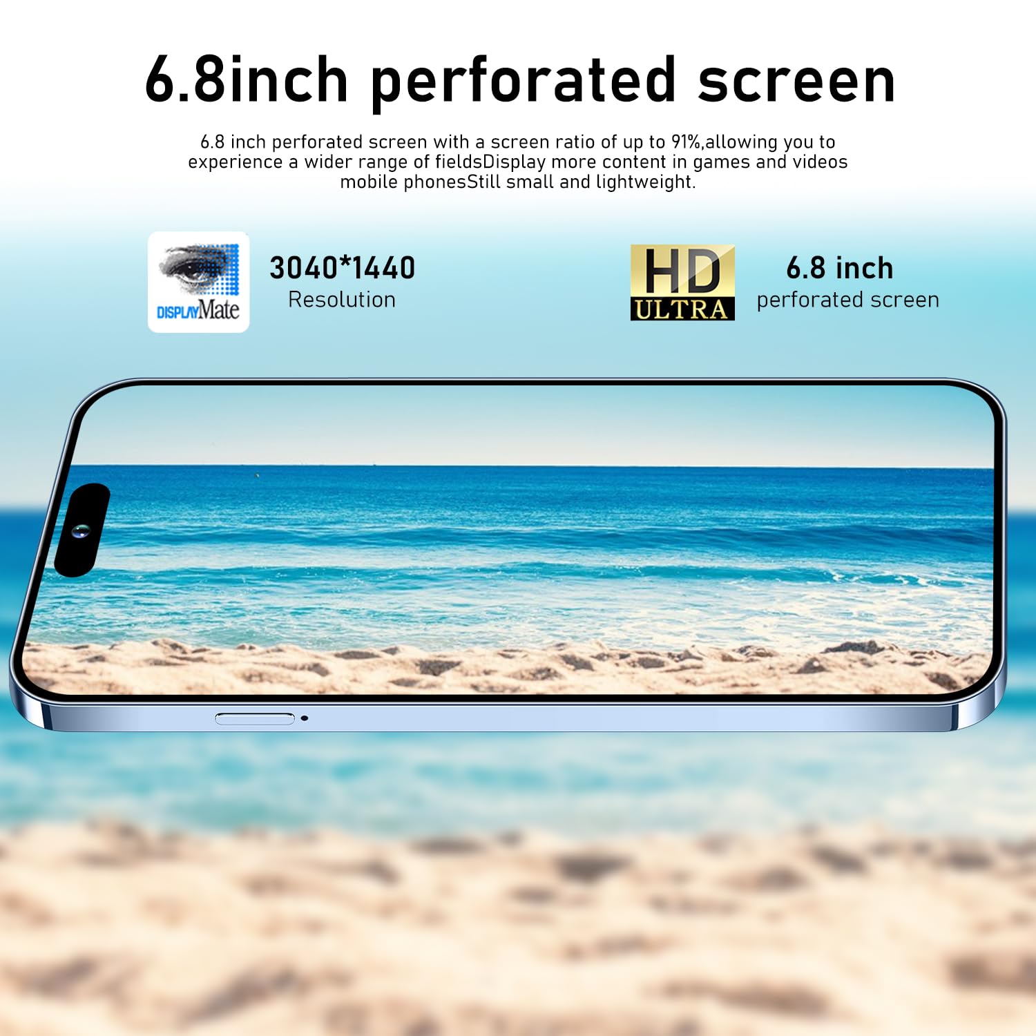 A SLICE RED I14 Pro Max Unlocked Cell Phone,Long Battery Life 6.82" HD Screen Unlocked Phones,Android13 6+256GB Smartphone with 128G Memory Card,Dual SIM/Fingerprint Lock/Face ID/GPS (Gold)