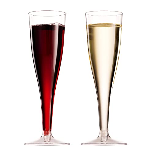 Munfix 50 Plastic Champagne Flutes 5 Oz Clear Plastic Toasting Glasses Disposable Wedding Party Cocktail Cups