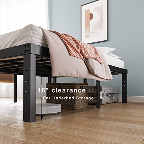 Neslime 18 Inch High King Bed Frame No Box Spring Needed, Heavy Duty King Platform Bed Frame for Heavy People, Easy Assembly, Noise Free, Black