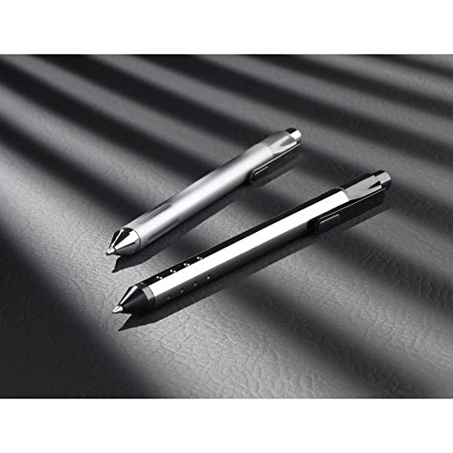 TUL® Fine Writing Solid Metal Barrel Ballpoint Pen With 2 Refills, Medium Point, 1.0 mm, Silver Barrel, Assorted Ink Colors