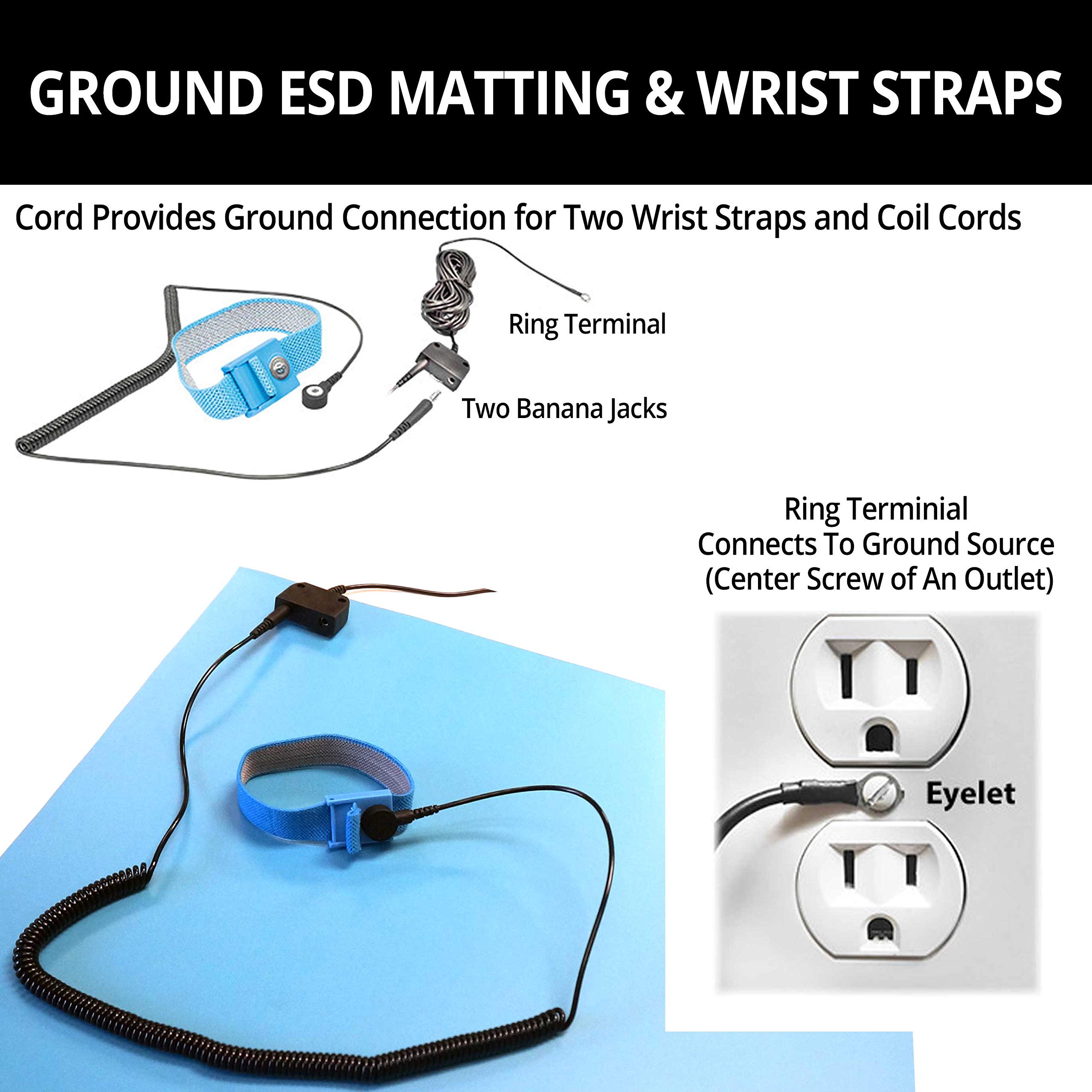 Alphastat Table Mat Grounding Kit - Universal Snap Kit and 15' 1 Meg Male Low Profile Ground Cord