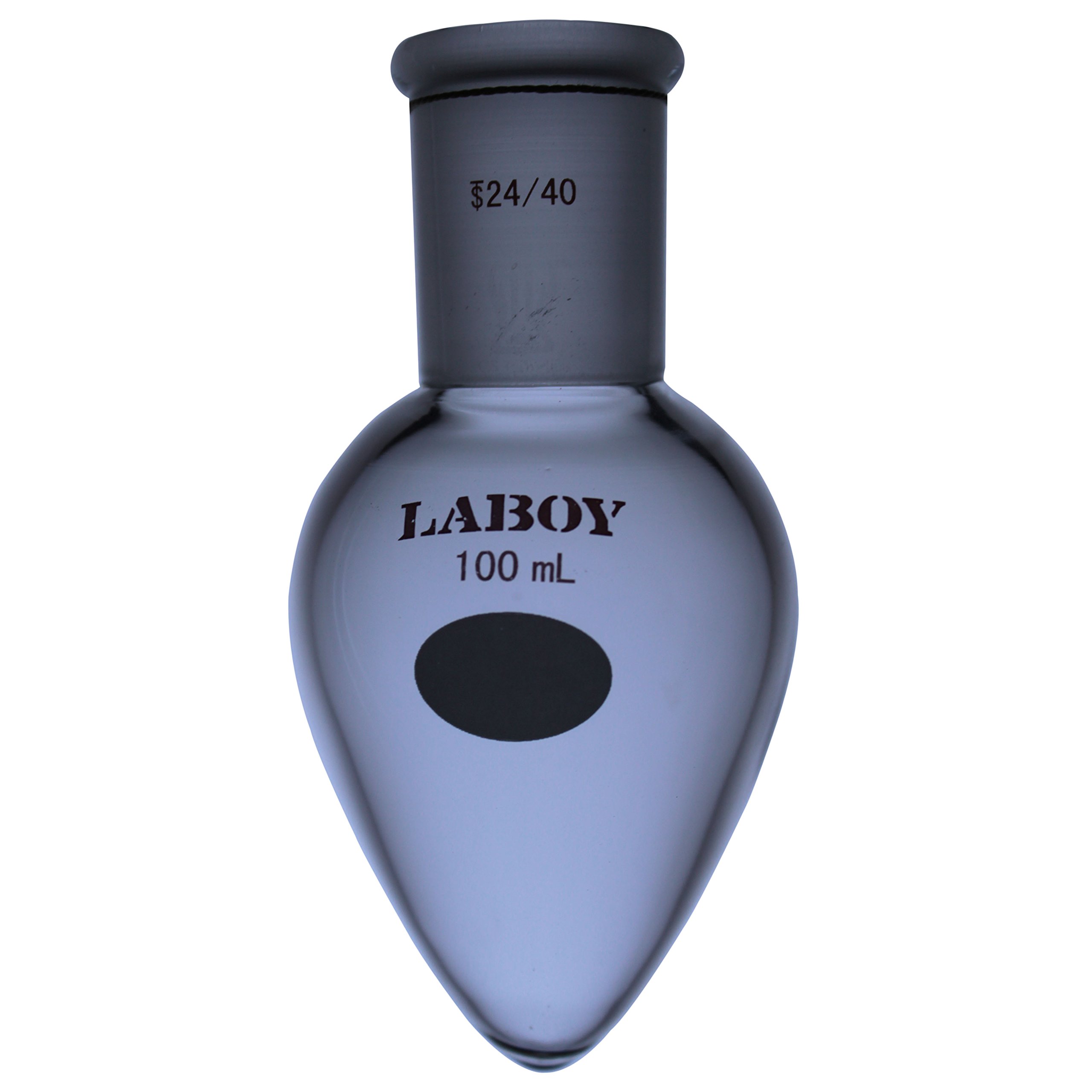 Laboy Glass 100mL Pear Shaped Boiling Flask Heavy Wall Recovery with 24/40 Joint Joint Flask for Small-Scale Apparatus Lab Glassware Lab Glassware
