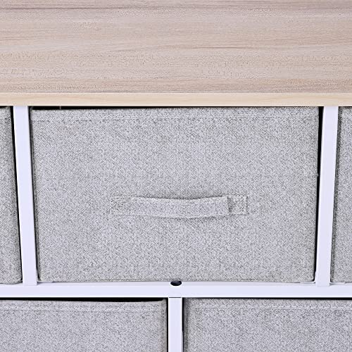 HOMCOM 40" L 5 Drawer Horizontal Storage Cube Dresser Unit Bedroom Organizer Livingroom Shelf Tower with Fabric Bins