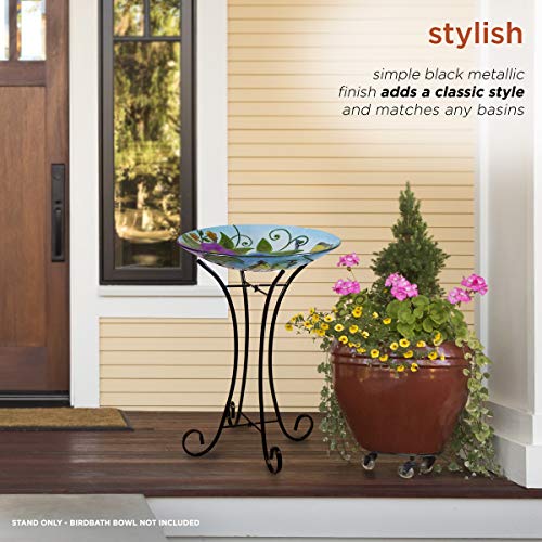 Alpine Corporation KPP160 Birdbath Metal Stand, 25 Inch Tall, 18"L x 18"W x 23"H, Black