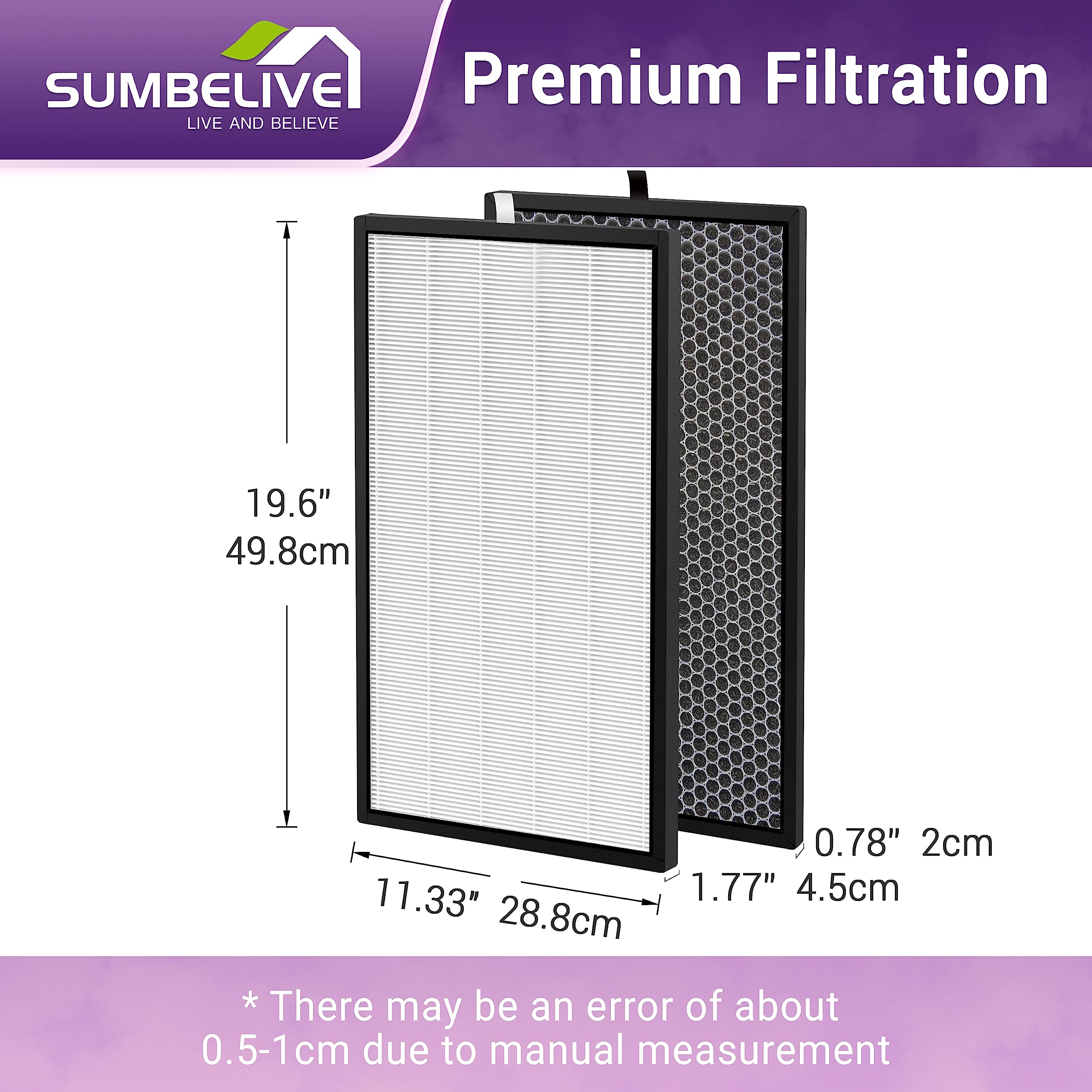 AD5000 Replacement Filter for Air Dr. Air Purifier Filter AD5000, 2 HEPA(H13) Filter and 2 Carbon Filters(2 sets-A total of 4)