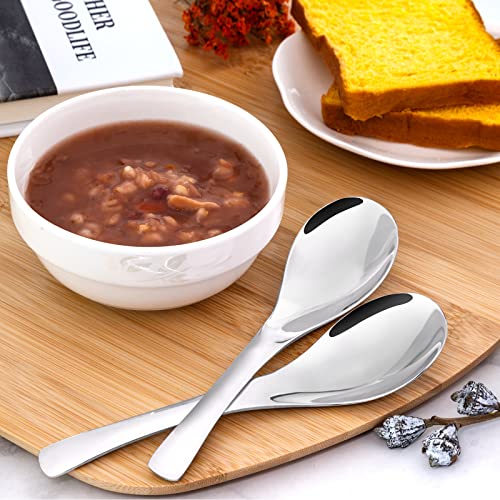 Eisinly Thickened Soup Spoons, 6 Pieces High Grade 18/8 Stainless Steel Table Spoons 6.7 Inch, Kitchen Utensil Set of 6 Perfect for Soup Rice Tea Milk Coffee Dessert, Silver, Dishwasher Safe