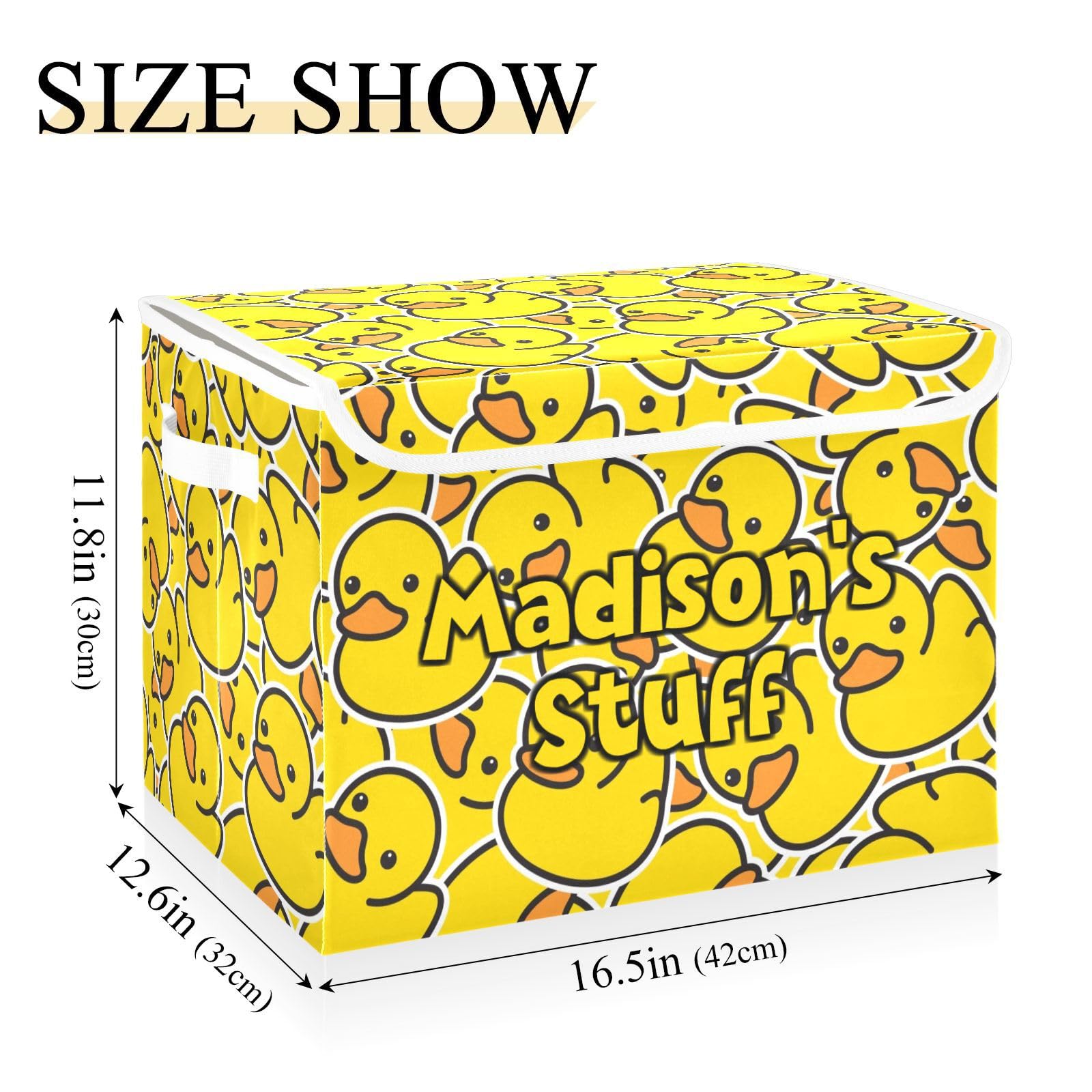 Sinestour Rubber Duck Custom Storage Bins with Lid Foldable Personalized Storage Basket Box with Handle Shelf Basket Closet Organizer for Bedroom Office Toy