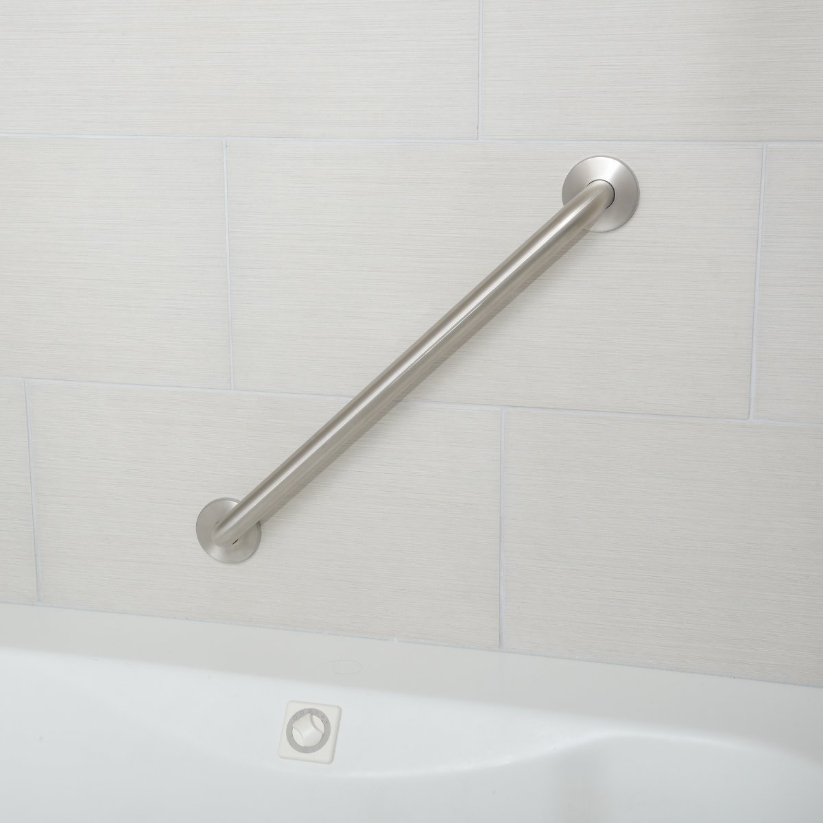 Amazon Basics Bathroom Handicap Safety Grab Bar, 16 Inch Length, 1.25 Inch Diameter, Stainless Steel