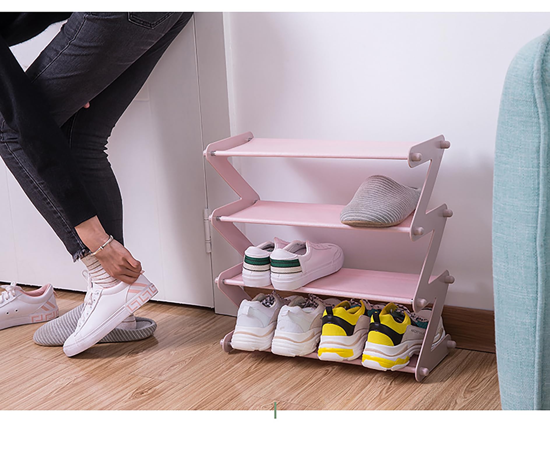 BOOMWAY MAR 2 Packes Mini Shoe Rack, Organize Your Little One's Shoes with This Cute Z-Shaped Kids Shoe Rack!