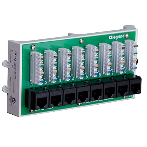 Legrand - OnQ Cat5e Network Interface Module, Wifi Module with 8 Ports, Network Box Provides Connectivity to Ethernet Connected Devices, Black, AC1058