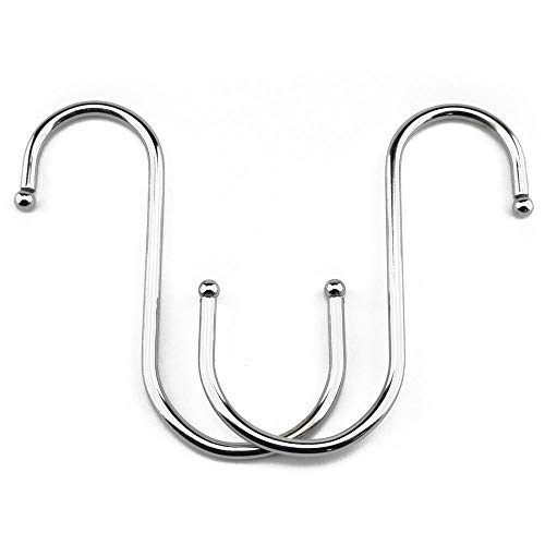 LQJ PRO S Closet Scrach 16 Pack Heavy Duty Length 3 15/16" Metal Rustproof Sturdy Versatile Hooks for, Hanging Jeans Pots Pans Kitchen Utensils from Wire Shelving or Pot Rack, Silver