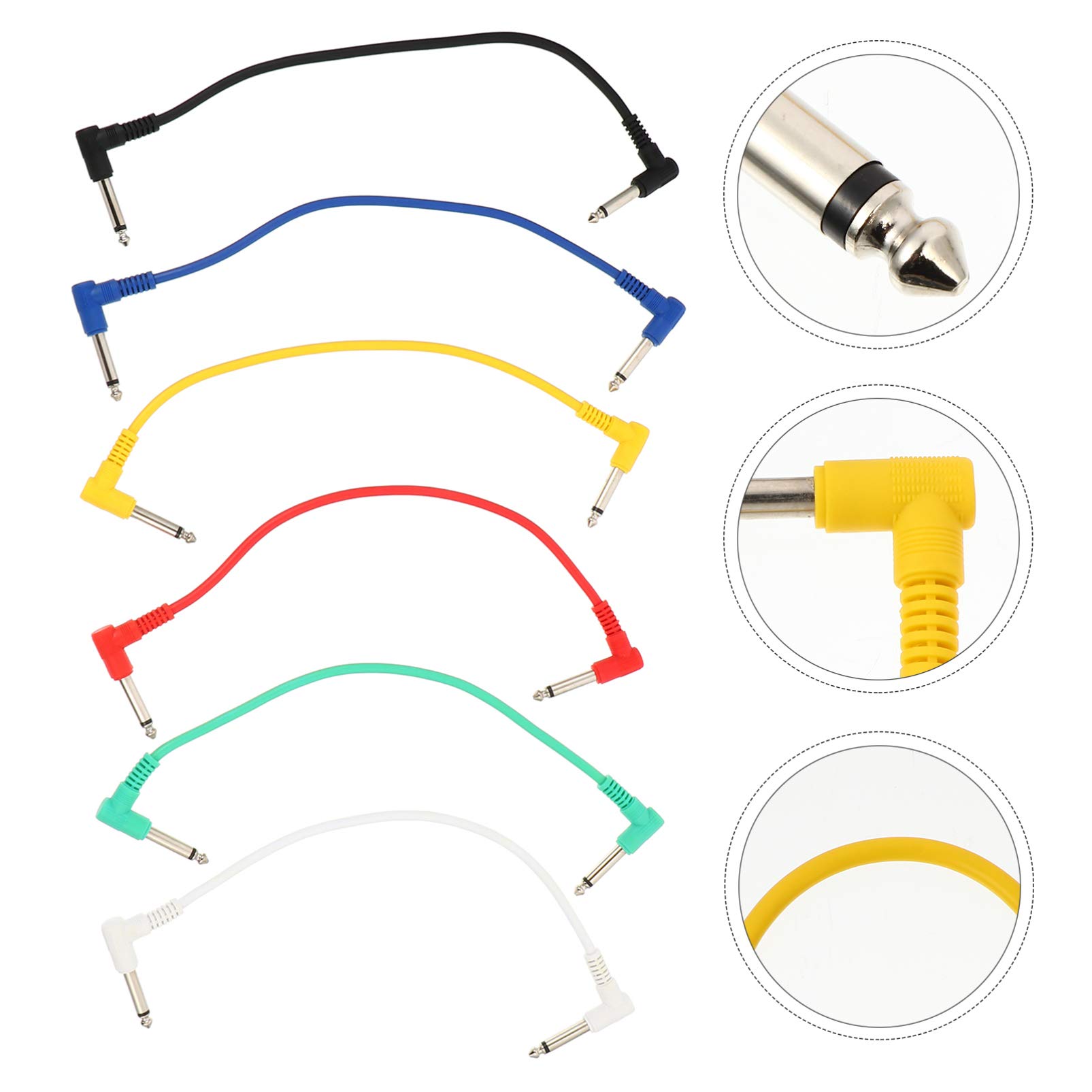 generic 6Pcs Guitar Patch Cable 6.35mm Guitar Effect Pedal Cables Flat Low Profile Instrument Effect Pedal Patch Cable for Effects Pedals 30cm