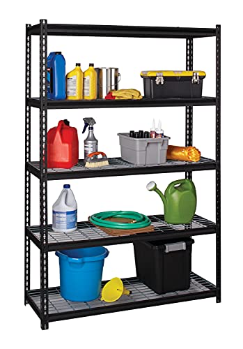 Iron Horse 2300 Deck Wire Shelving Unit, 5 Shelf, 18" x 48" x 72", Black, Black & Zinc