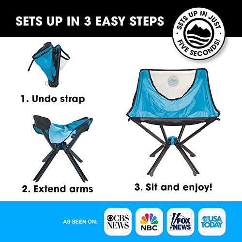 CLIQ Small Collapsible Portable Chair That Goes Every Where Outdoors. Compact Folding Chair for Adults That Sets Up in 5 Seconds | Camping Chair Supports 300 Lbs