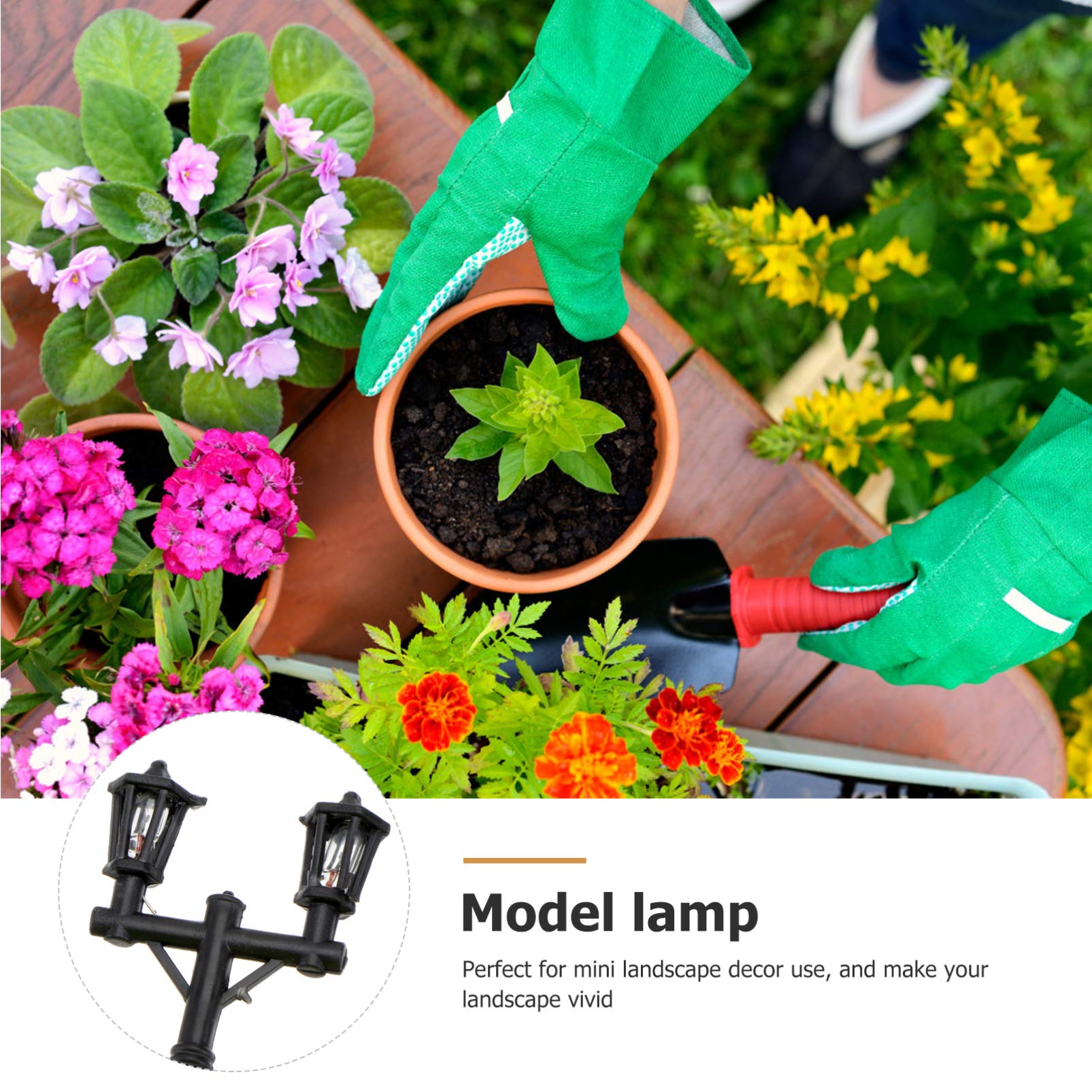 DOITOOL 8pcs Mini Street Post LED Outdoor Garden Lamp Miniature Spotlight Street Lights Model Light for Micro Landscape Fairy Garden Dollhouse Accessories (Random Style)