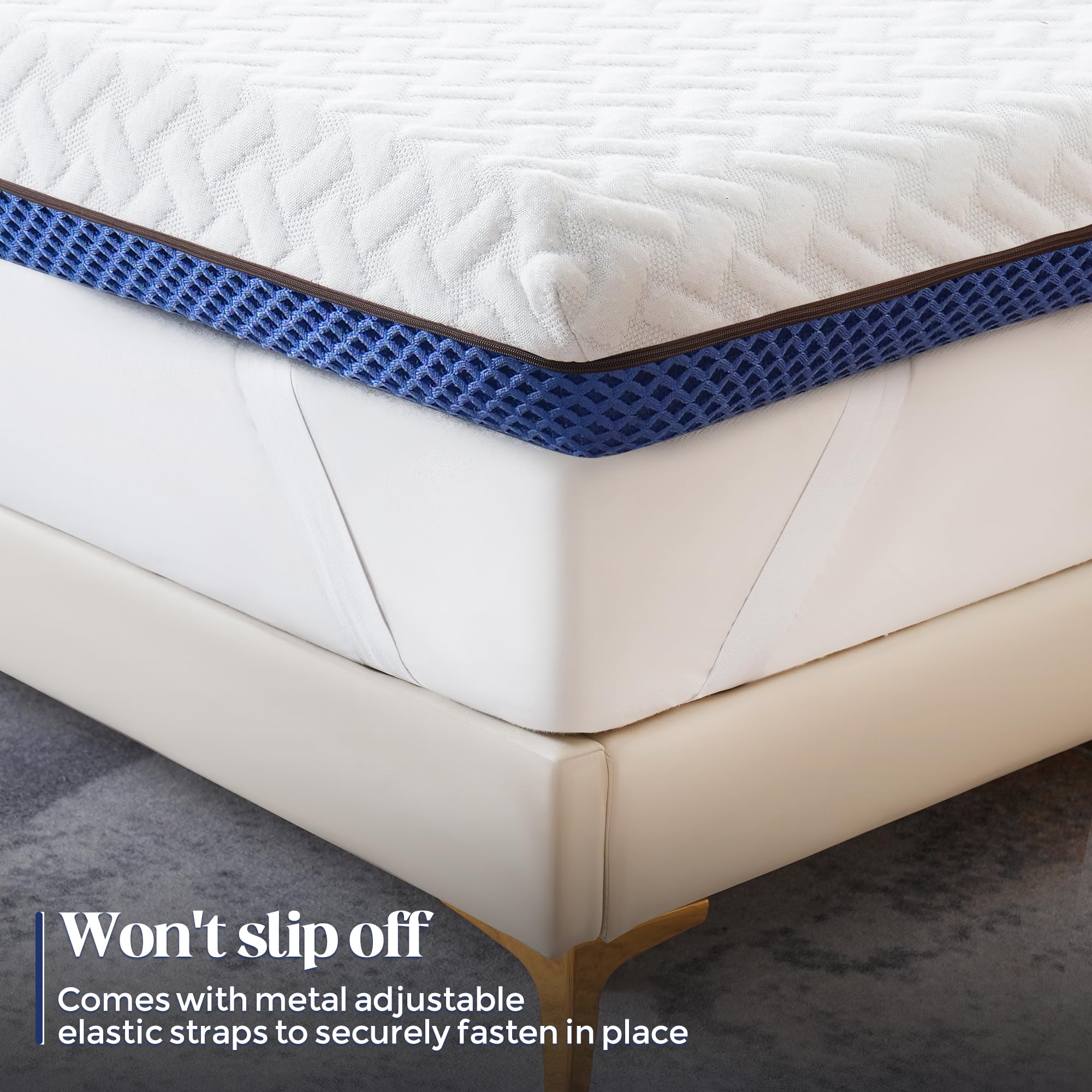 Bafode 3 Inch Gel Memory Foam Mattress Topper King - Medium Firm Double Side Mattress Pad King Size - High Density Foam Mattress Bed Topper