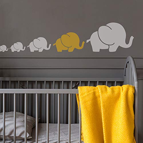 NAKLEO 5 pcs Reusable Plastic Stencils - Elephant Mammal Animal - 13.4" to 3.5" - Pattern Children Kids Painting Template Room Decor - Craft DIY Wall Furniture