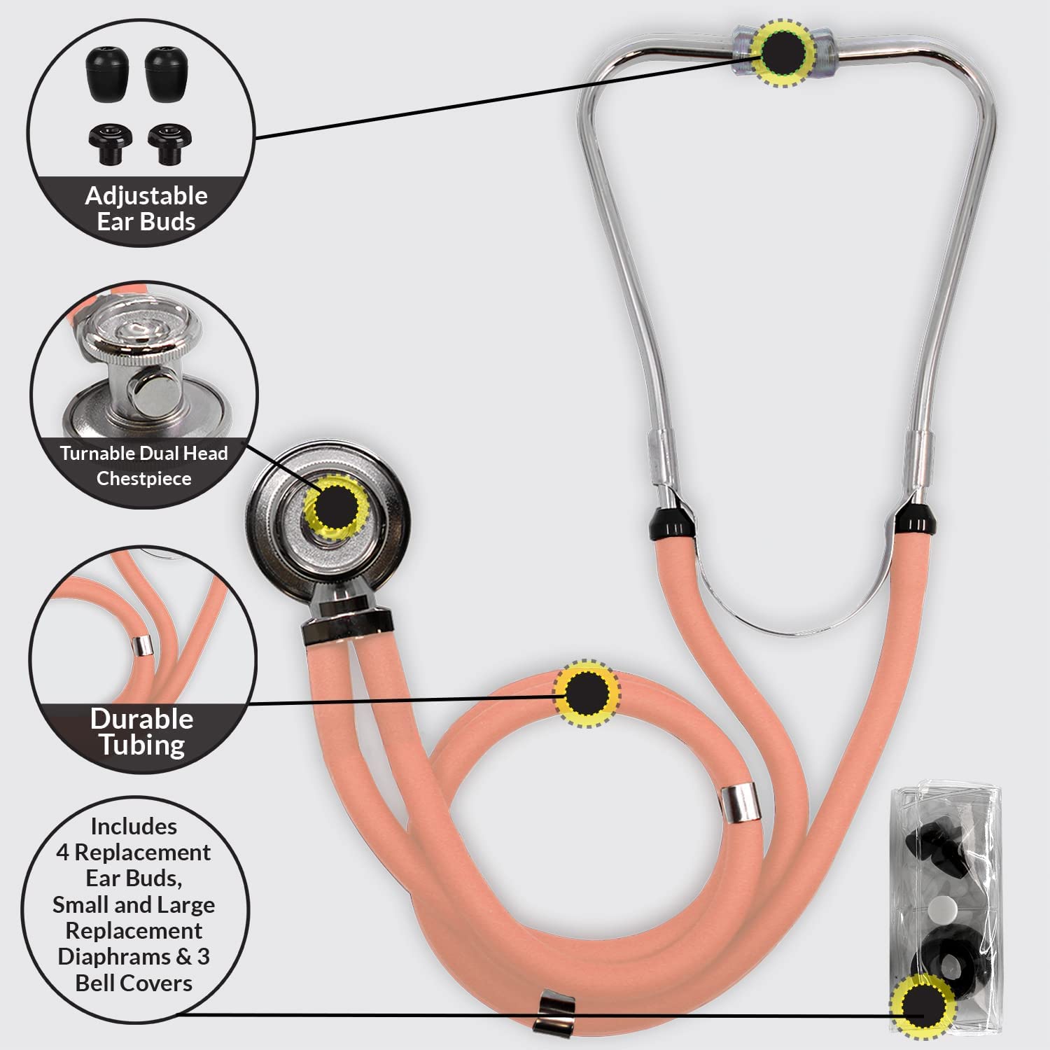 Dixie Ems Sprague-Rappaport Type Two Tube Stethoscope β Frosted Pink