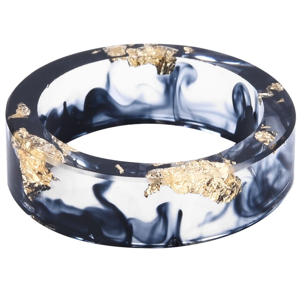 8mm Ocean Style Transparent Plastic Resin Wedding Band Cocktail Party Ring (Black, 8)