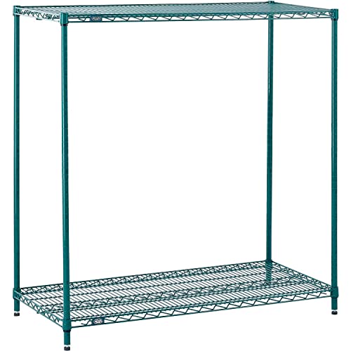 Nexel 2 Tier Wire Shelving Starter Unit, Poly-Green, 42" W x 21" D x 34" H