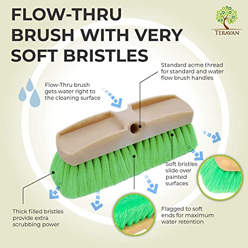 Teravan Green Obround Very Soft Flow Through Brush for Washing Vehicles and Boats (8 Inch)