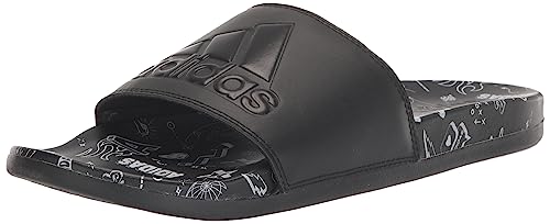 adidas Unisex Adilette Comfort Slide Sandal, Core Black/Core Black/White, 6 US Men