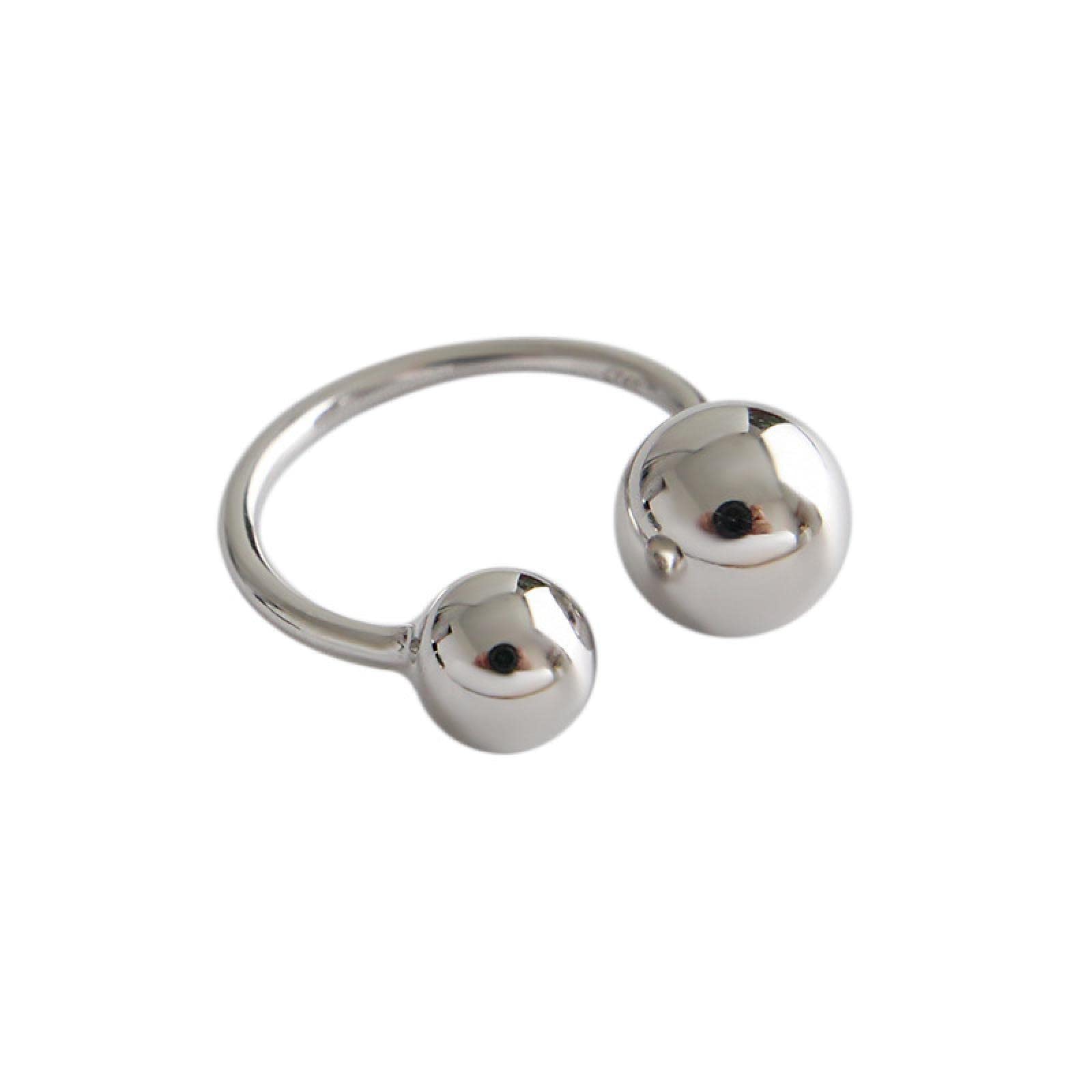 925 Sterling Silver Bead Ball Open Ring, Party Jewelry For Women