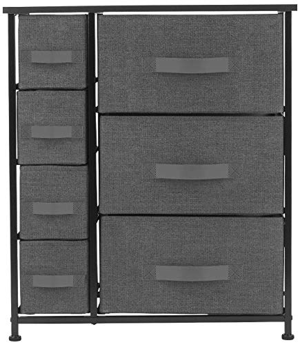 Sorbus Dresser with Drawers - Furniture Storage Tower Unit for Bedroom, Hallway, Closet, Office Organization - Steel Frame, Wood Top, Easy Pull Fabric Bins (Black/Charcoal)