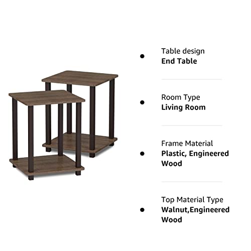 Furinno Simplistic Set of 2 End Table, Walnut/Brown