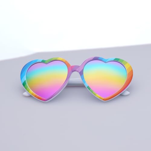 AENMTU Polarized Rainbow Pride Heart Shaped Sunglasses for Women Men Large Lens Eyewear Pride March Outfits Accessories