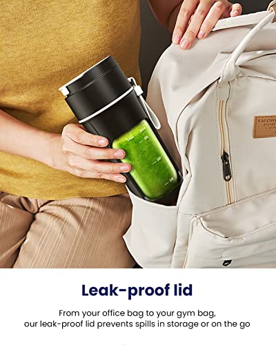 Elechelf Portable Blender for Shakes and Smoothies,Travel Blender USB Rechargeable,Cordless On the Go Blender,Personal Blender,Mini Blender,Small Blender ,Fast Fresh Juice Blender, Matte Black 12 oz 10 Blades