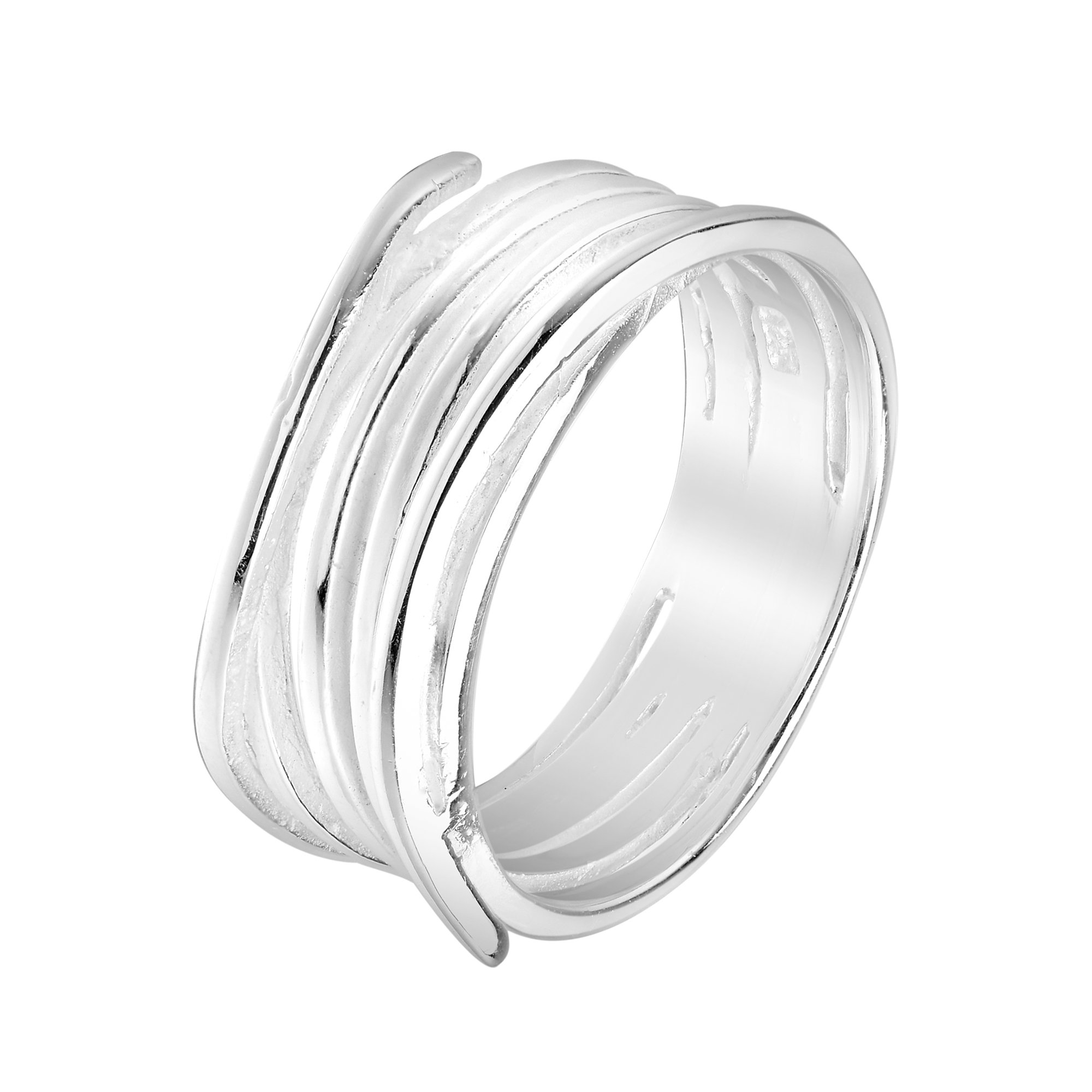 AeraVida Modern Endless Waves Wrap .925 Sterling Silver Ring (8)