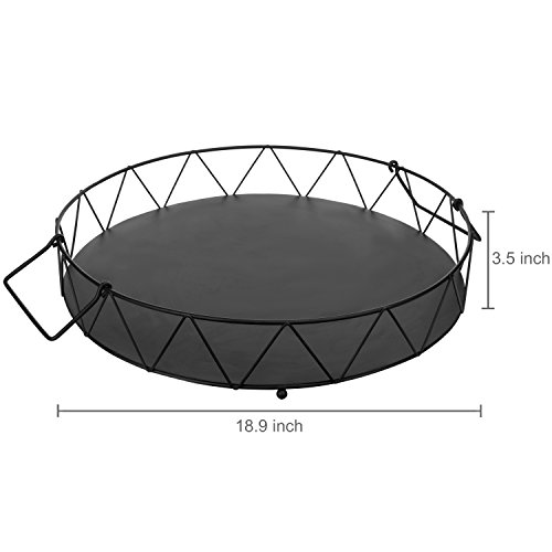 MyGift Metal Wire Decorative Serving Tray with Handles, Round Coffee Table Tray for Decorations