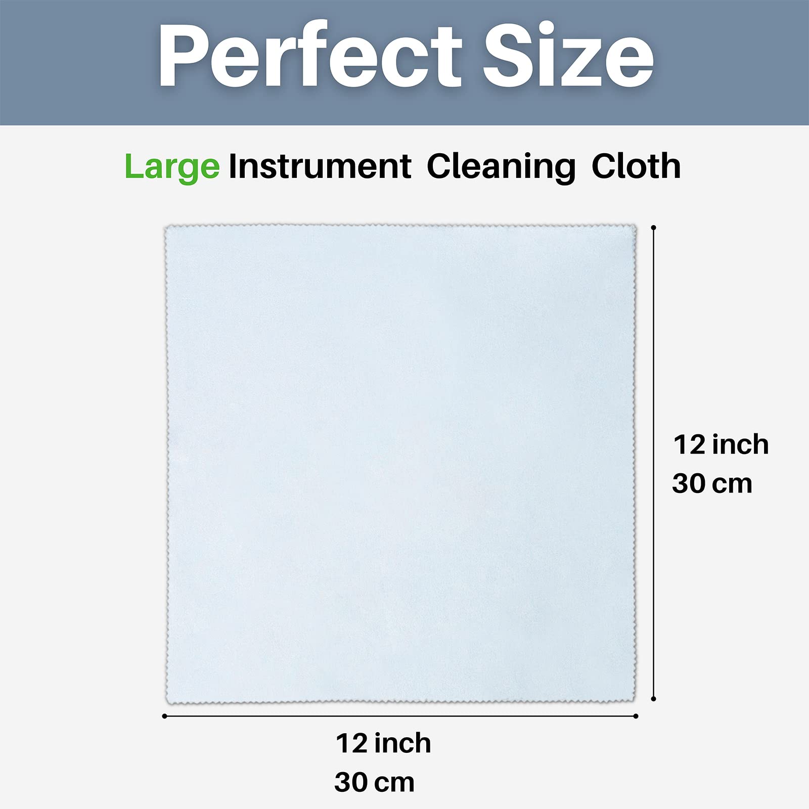 CATIFLIN 8 Pack Large Instrument Cleaning Cloth, Lint Free Guitar Cleaning Cloth, Soft Polishing Cloth For Flute, Cello, Viola, Violin, Trumpet, Clarinet, String Instruments (12"X12", Light Blue)