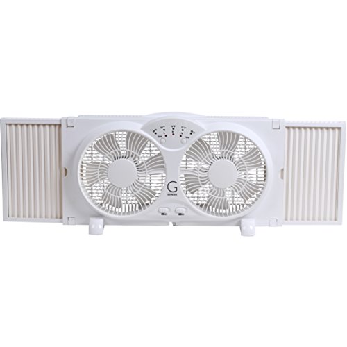 Genesis Twin Fan High Velocity Reversible AirFlow Fan, LED Indicator Lights Adjustable Thermostat & Max Cool Technology, ETL Certified, White (A1WINDOWFAN)