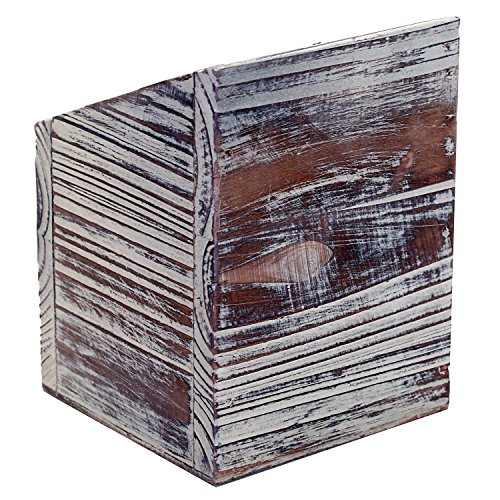 MyGift Square Torched Brown Wood Pencil Cup Pen Holder for Desk with 4 Compartments and Slanted Design, Desktop Office Supplies Storage Box Organizer Bin