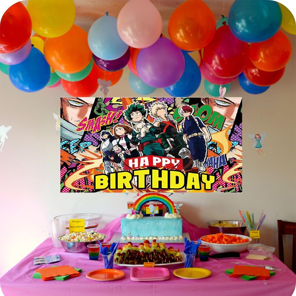 Backdrop Made for Birthday Decoration, Birthday Photography Backdrop for MHA Fans, Anime Birthday Decorations, Anime Party Supply