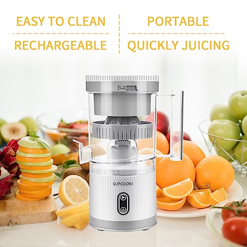 Electric Citrus Juicer - USB Rechargeable Juicer with Cleaning Brush, Orange Lime Lemon Grapefruit Juicer Squeezer, Easy to Clean Portable Juicer Machine