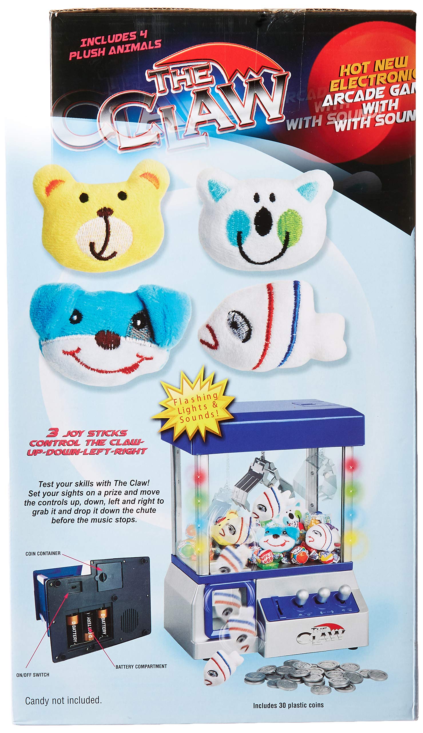 Claw Machine - Arcade Mini Toy Grabber Machine for Kids - Candy Machine- Retro Carnvial Music & Flashing Lights- Best Birthday Gift Game. Use Gumballs, Candy, Toys, or Small Prizes (Blue)