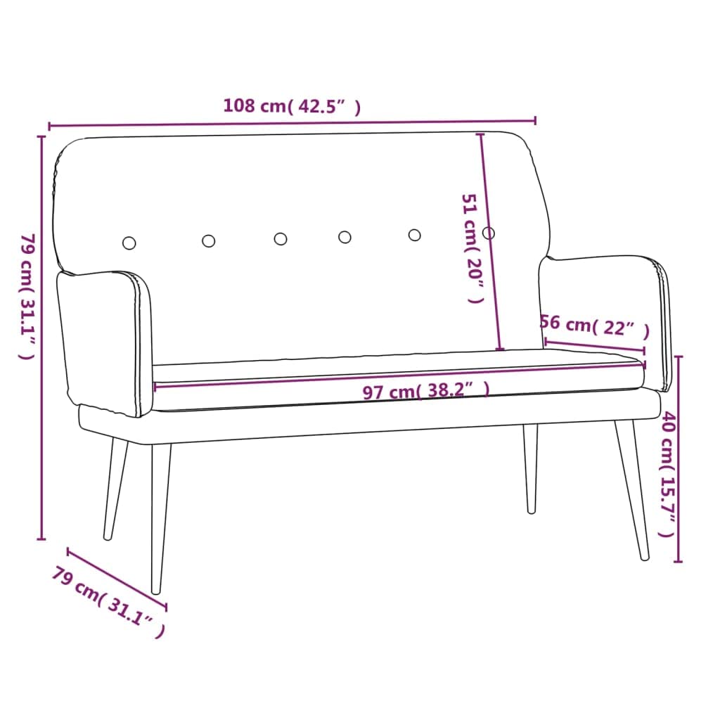 vidaXL Loveseat, Accent Velvet Upholstered Loveseat with Armrests, Modern Couch Bench for Dining Room Living Room Bedroom, Black Velvet