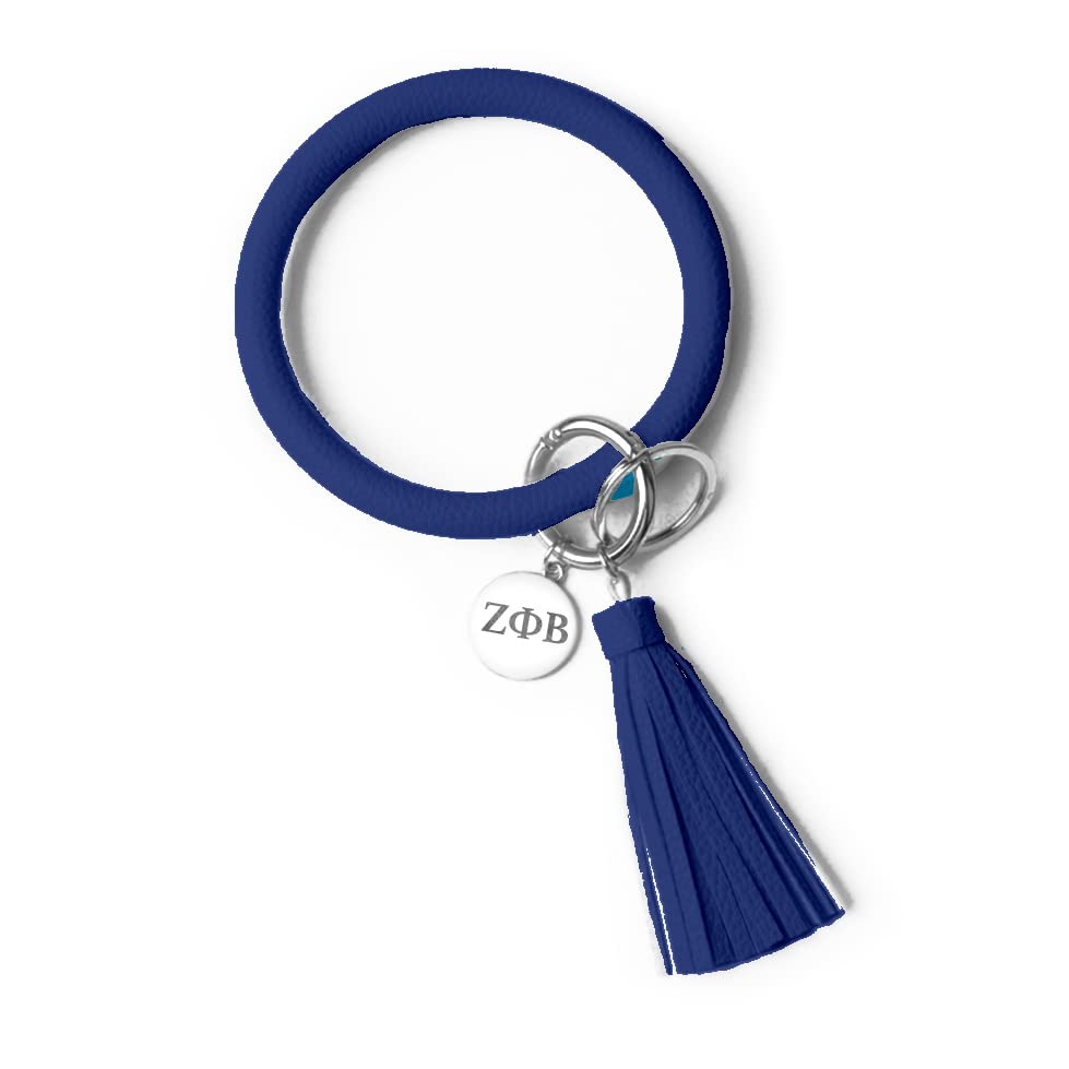 Sorority Shop - Zeta Phi Beta Bangle Keychain - Ring Keychain with Engraved Disc