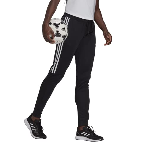 adidas Women's Aeroready Sereno Slim Tapered-Cut 3-Stripes Pants, Black/White, Small