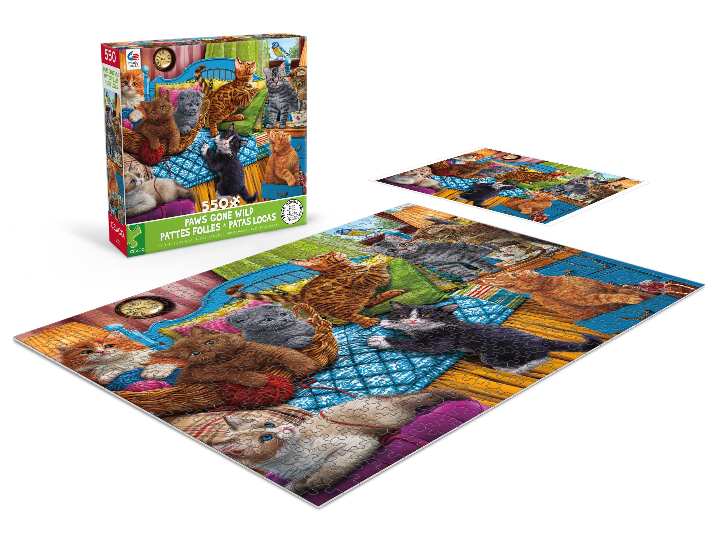 Ceaco - Paws Gone Wild Collection - Cute Kittens - 550 Piece Jigsaw Puzzle