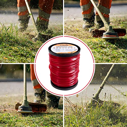 Cluparis 5-Pound Heavy Duty Square Trimmer Line .155-inch-by-492-ft Commercial String Trimmer Line in Spool, 0.155" Nylon Weed Eater String with Bonus Line Cutter( Red)